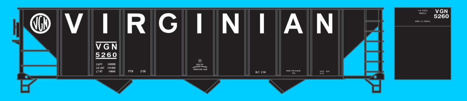 87-0500 – Virginian Home Built Triple Hoppers – Highball Graphics