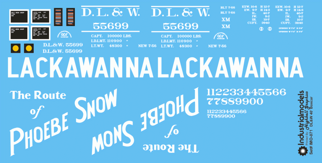 IMO-071 – Delaware Lackawanna & Western 40′ Box “Phoebe Snow” Industrial Models – Highball Graphics