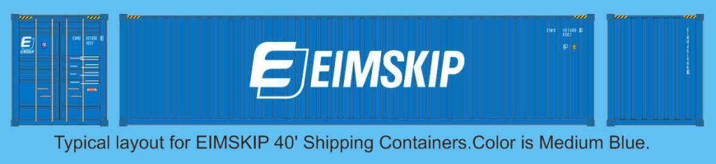 F-390 – EIMSKIP Blue 40′ Intermodal Containers – High Ball Graphics