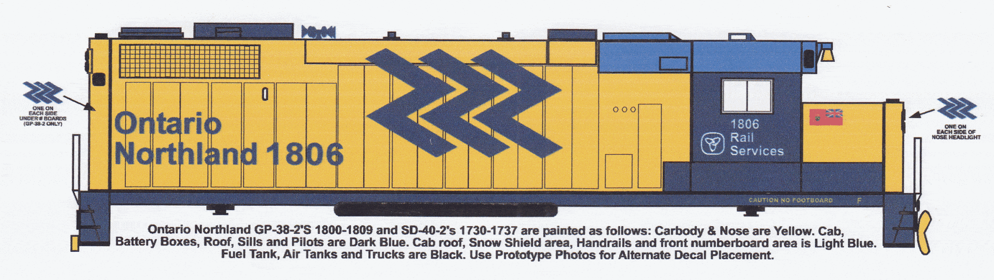 L-160 – Ontario Northland Blue & Yellow Large Hood Units – Highball ...