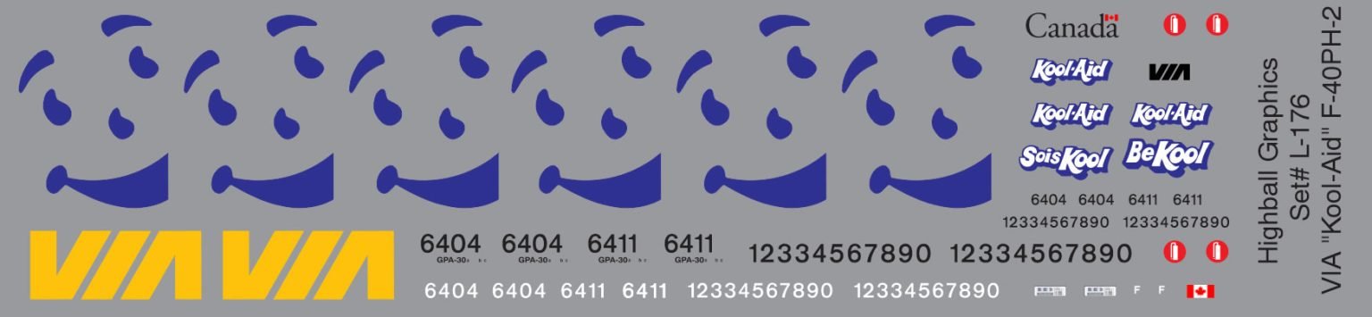 L-176 – VIA Rail Kool-aid F40PH-2 – Highball Graphics