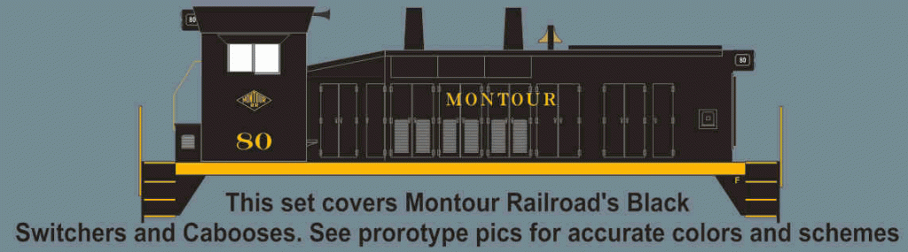 L-309 – Montour Black Switchers & Cabooses – Highball Graphics