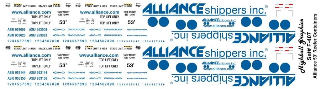 F-407 – Alliance Shippers 53′ Reefer Containers – Highball Graphics